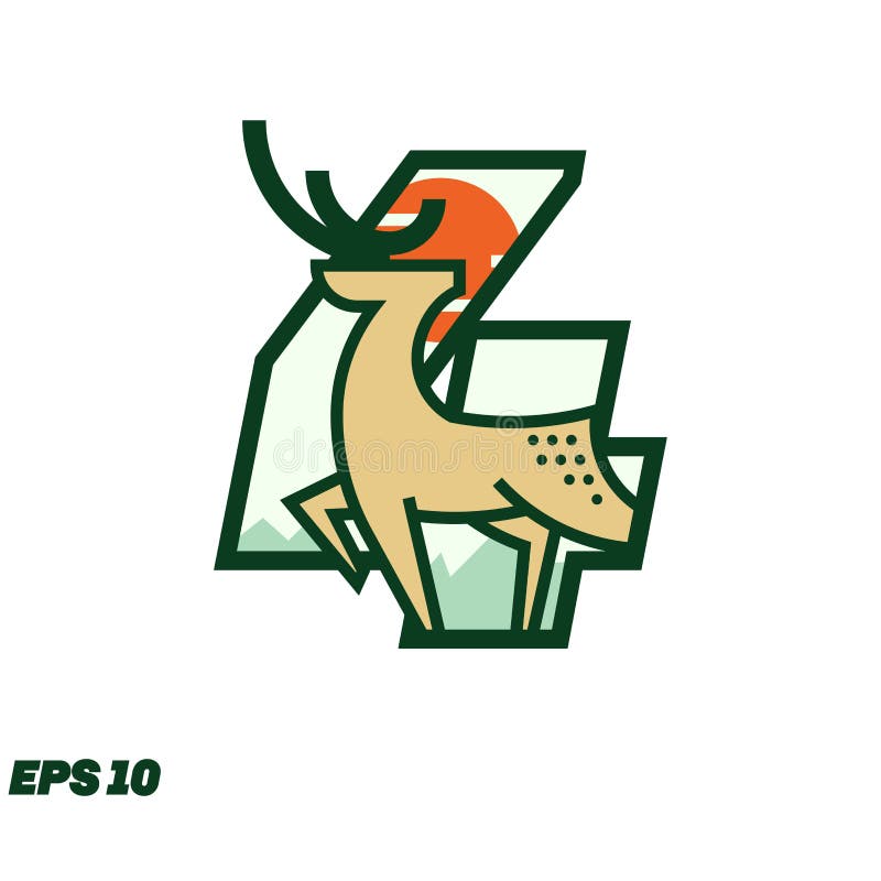 Deer or Hunting Numeric 4 stock illustration. Illustration of ...