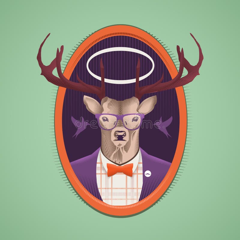 Deer stock vector. Illustration of suit, mustache, jacket - 51828878