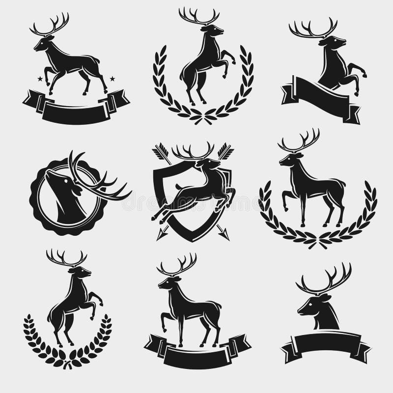 Deer Labels and Elements Set. Vector Stock Vector - Illustration of ...