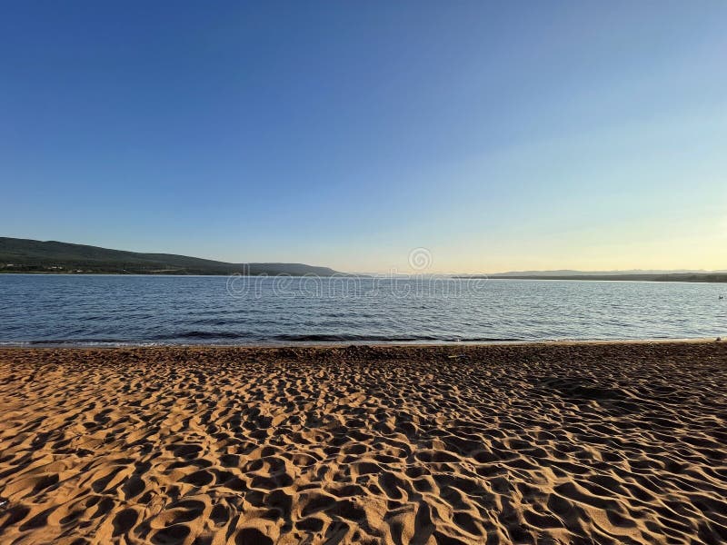 Deer Lake Beach stock image. Image of foreground, dusk - 334402105