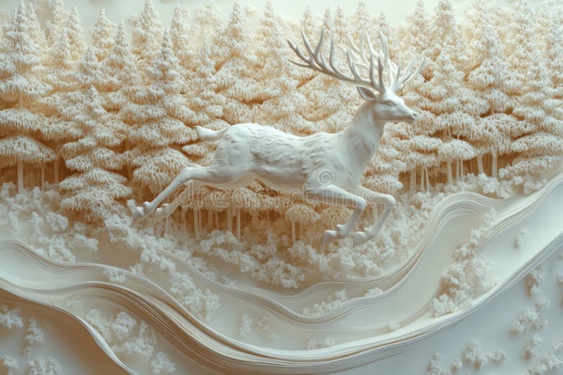 A Deer Leaping through a Forest, Leaving Behind Ripples of Distorted ...