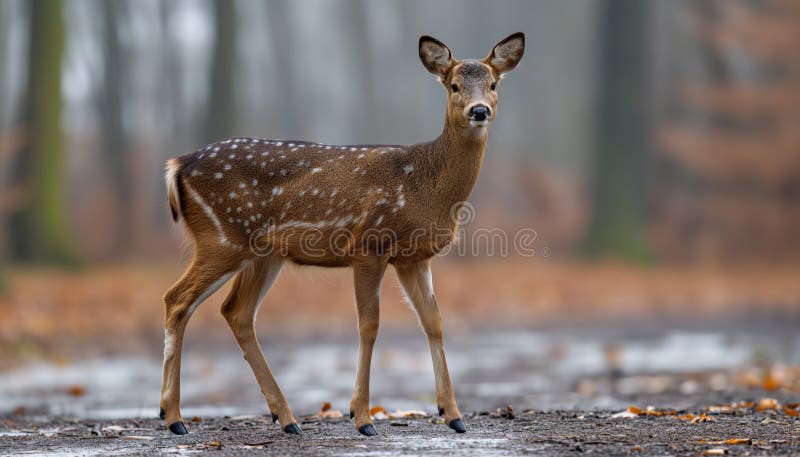 Deer Looking Back on a Woodland Path Stock Photo - Image of woodlands ...