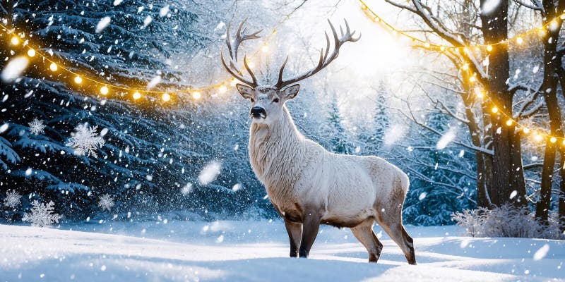 Deer in Magical Winter Forest Stock Photo - Image of outdoor, calm ...