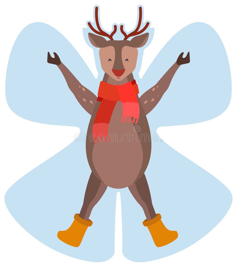 Deer making snow angel. stock vector. Illustration of season - 197619224