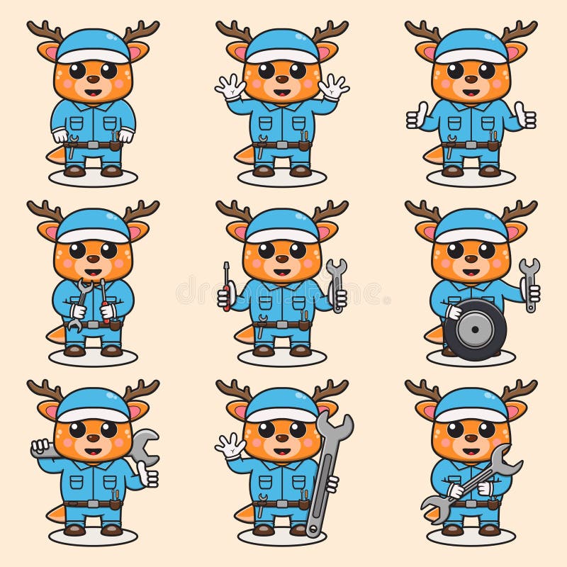 Mascot Cartoon of Cute Rabbit Wearing Mechanic Uniform and Cap Stock ...