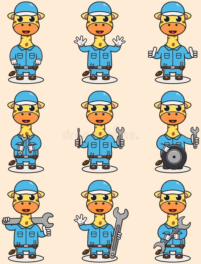 Mascot Cartoon of Cute Rabbit Wearing Mechanic Uniform and Cap Stock ...