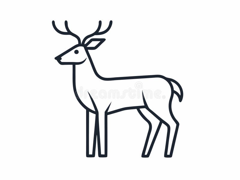 Deer Minimal Line Art Illustration on White Background Stock Vector ...