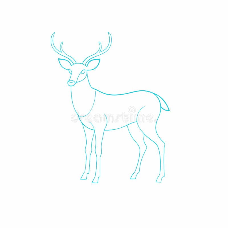 Deer Minimal Line Art Illustration on White Background Stock Vector ...