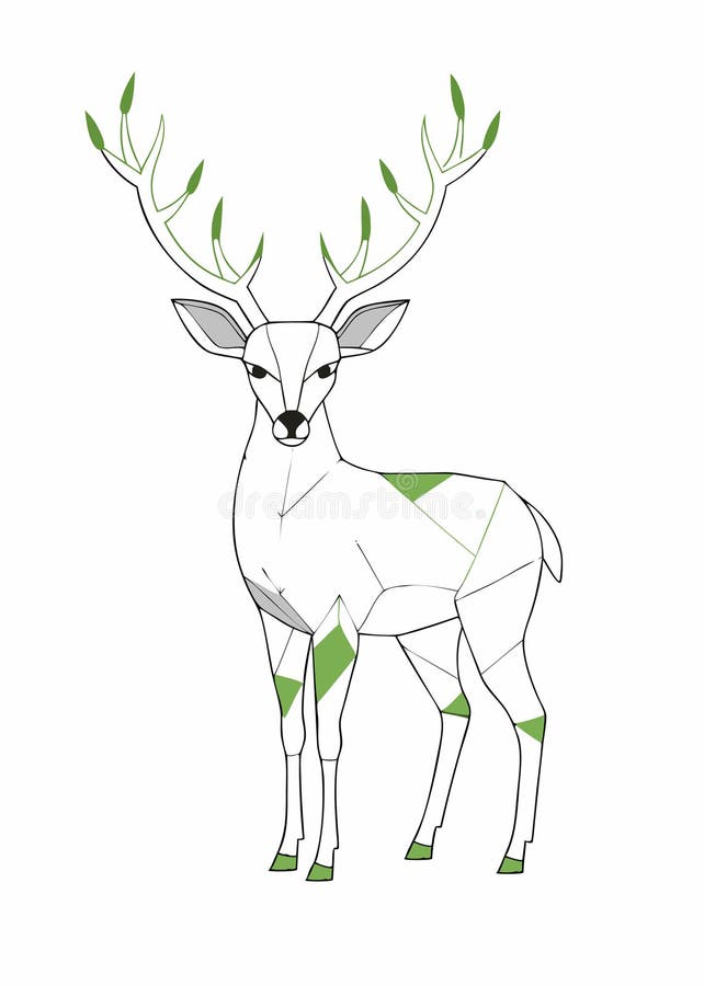 Deer Minimal Line Art Illustration on White Background Stock Vector ...