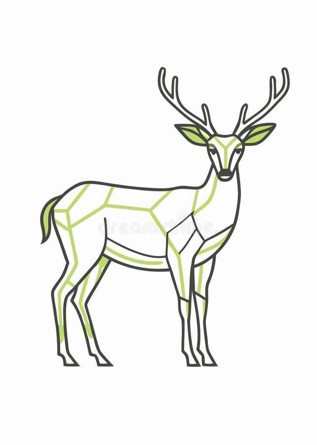 Deer Minimal Line Art Illustration on White Background Stock Vector ...