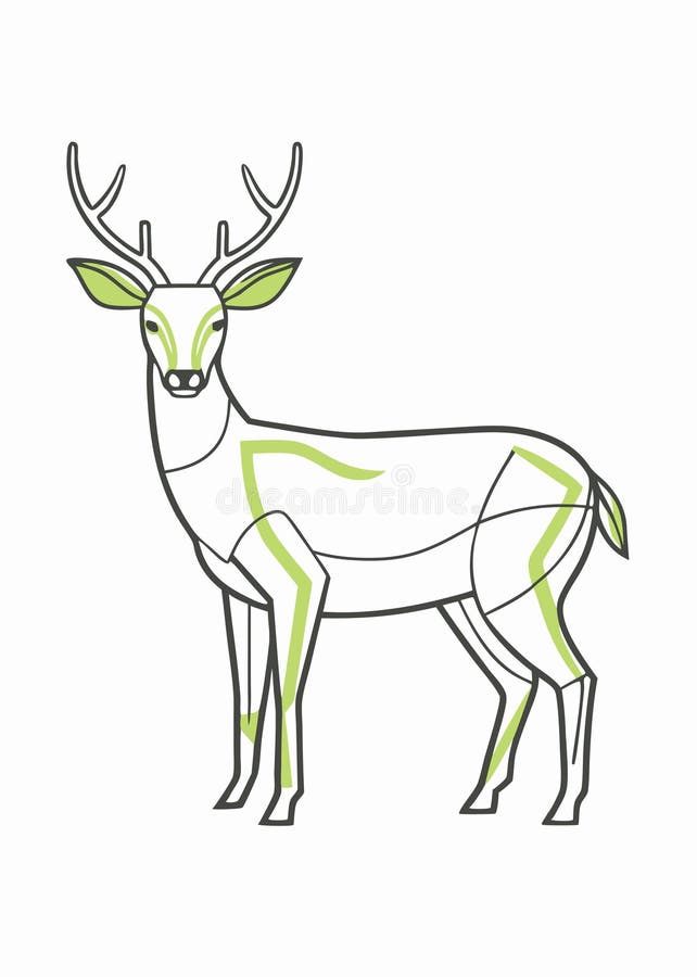 Deer Minimal Line Art Illustration on White Background Stock Vector ...