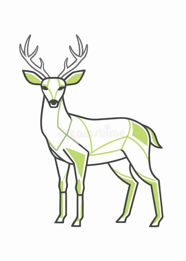 Deer Minimal Line Art Illustration on White Background Stock Vector ...