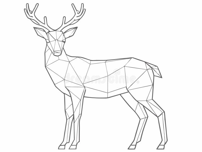 Deer Minimal Line Art Illustration on White Background Stock Vector ...