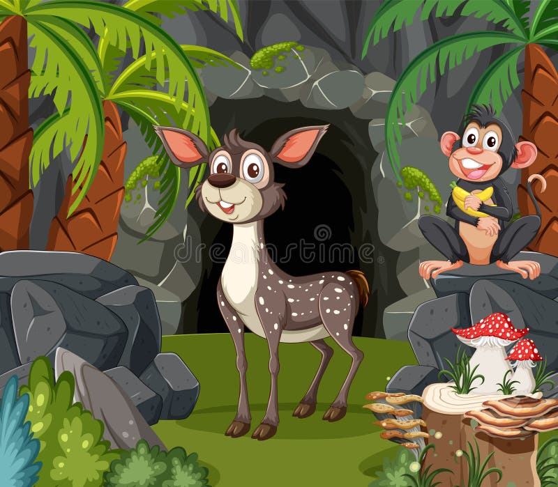A deer and monkey stock vector. Illustration of deer - 328598111