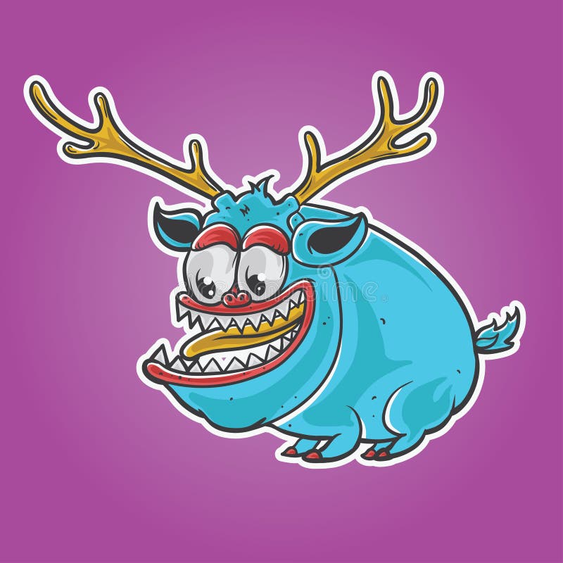 Deer monster character stock vector. Illustration of funny - 74314210