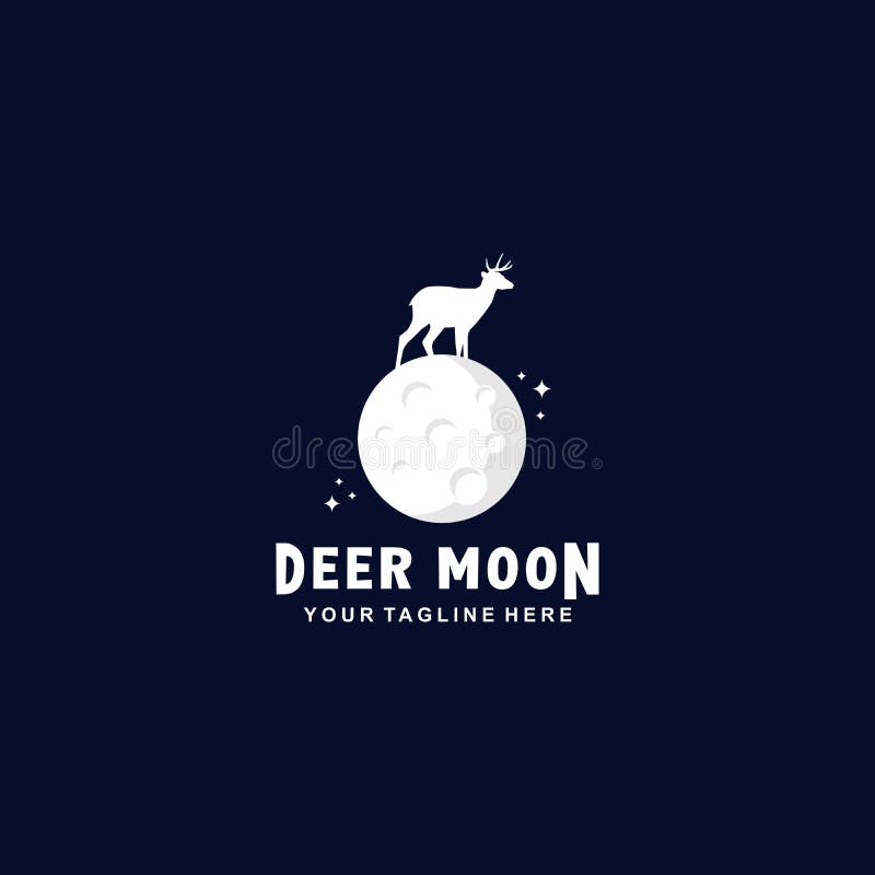 Deer Moon Logo Design Inspiration Stock Illustration - Illustration of ...