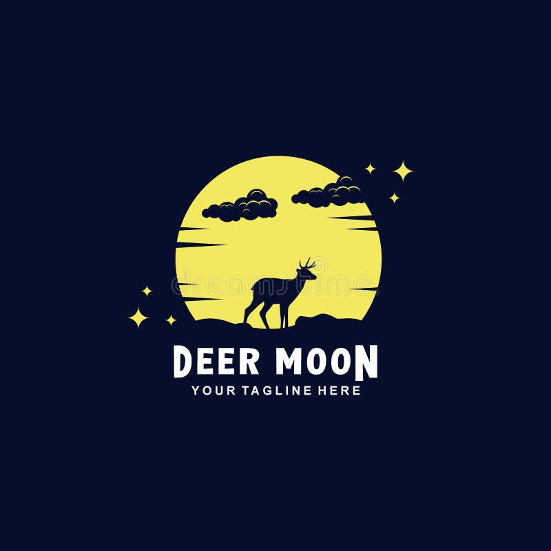 Deer Moon Logo with Flat Design Stock Illustration - Illustration of ...