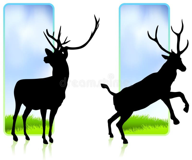 Deer with Nature Banners stock illustration. Illustration of deer ...
