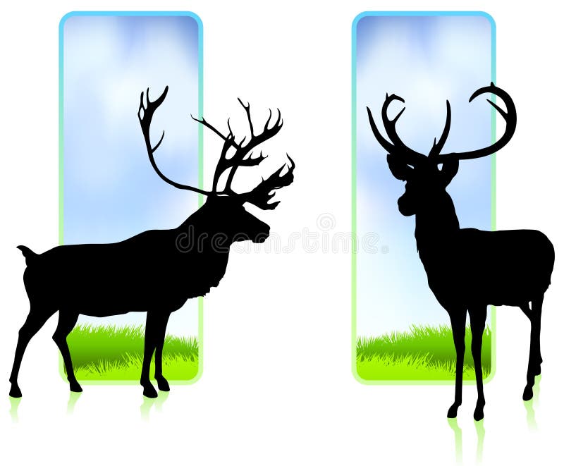 Deer with Nature Banners stock illustration. Illustration of brightly ...