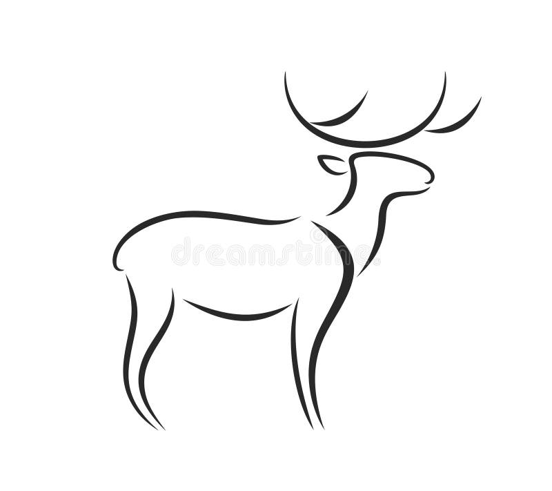 Deer Outline. Abstract Deer on White Background Stock Vector ...