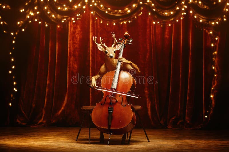 Deer Performs a Captivating Cello Piece Under Stage Lights in a ...