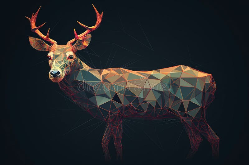 Deer Polygon Illustration on Black Background Stock Illustration ...