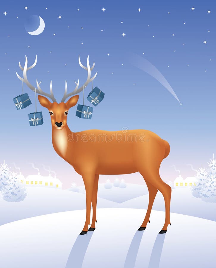 Deer with presents. stock vector. Illustration of antler - 6999669