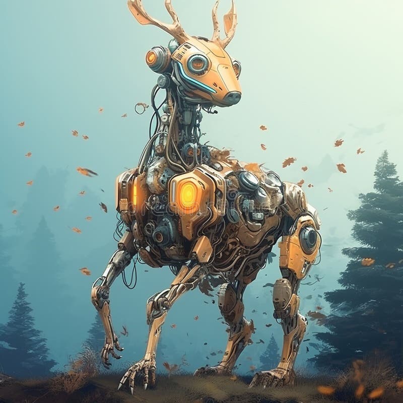 Deer Robot Digital Illustration Stock Illustration - Illustration of ...