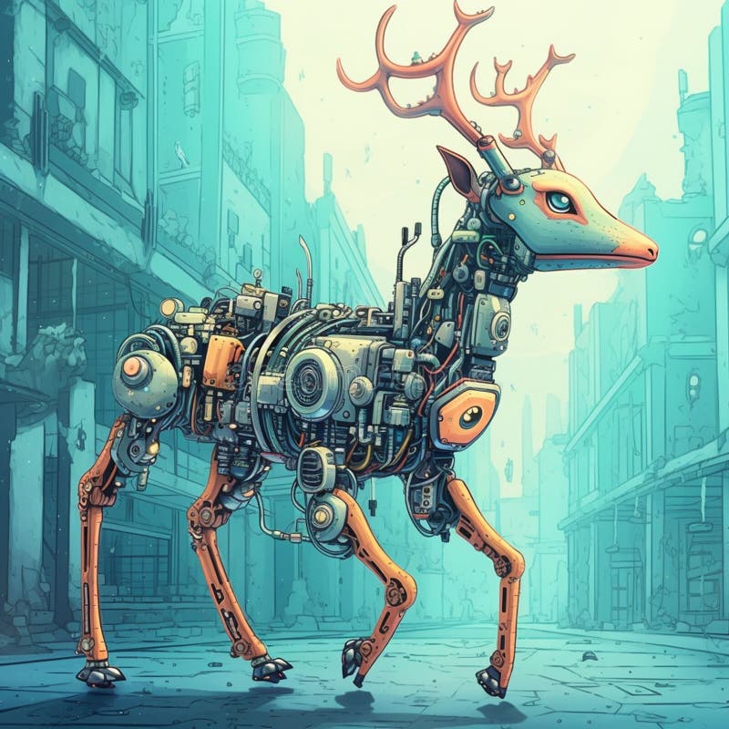 Deer Robot Digital Illustration Stock Illustration - Illustration of ...