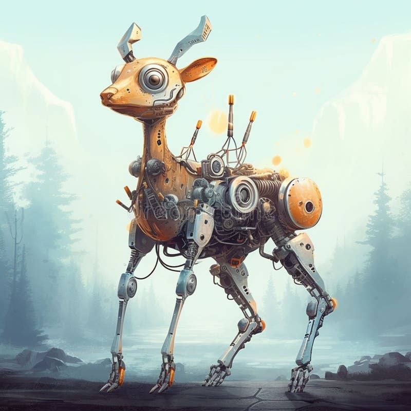 Deer Robot Digital Illustration Stock Illustration - Illustration of ...