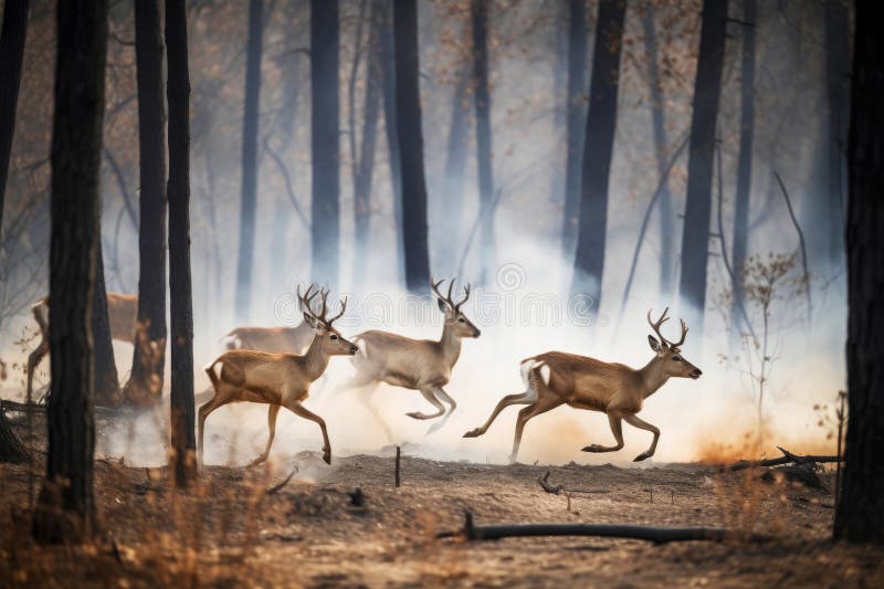 Deer Running Forest Fire Stock Photos - Free & Royalty-Free Stock ...