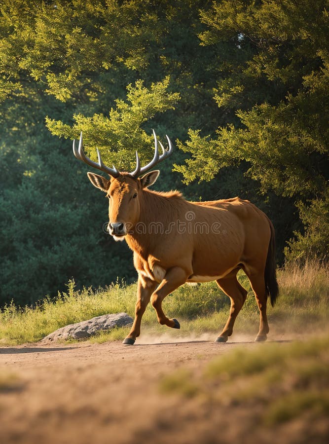 A Deer Running through a Forest. Stock Photo - Image of conservation ...