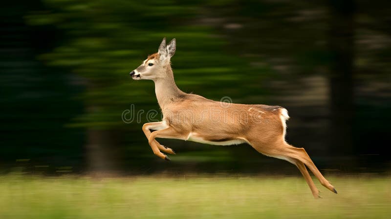 A Deer is Running Super Fast in the Jungle from Side View Stock ...