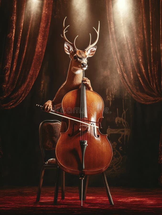 Deer Masterfully Plays the Cello on Stage in a Luxurious Theater ...