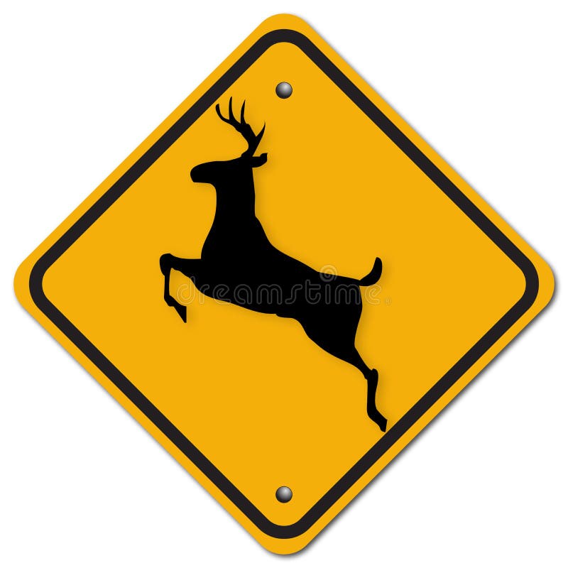 Deer Traffic Warning Sign Icon, Flat Style Stock Vector - Illustration ...