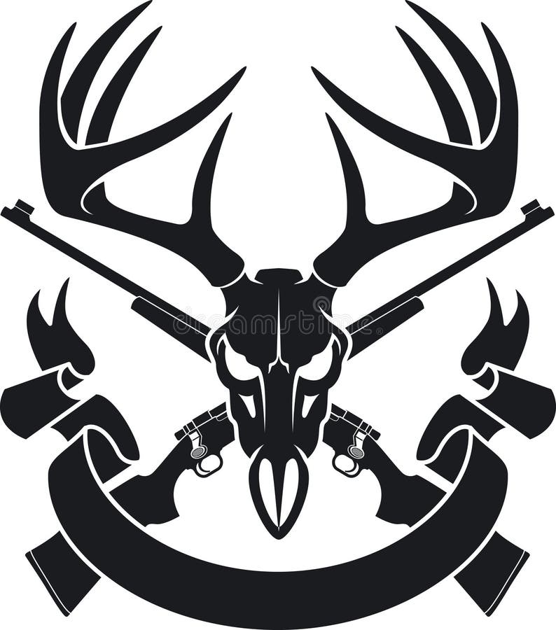 Deer Skull With Rifle stock vector. Illustration of skull - 37280975