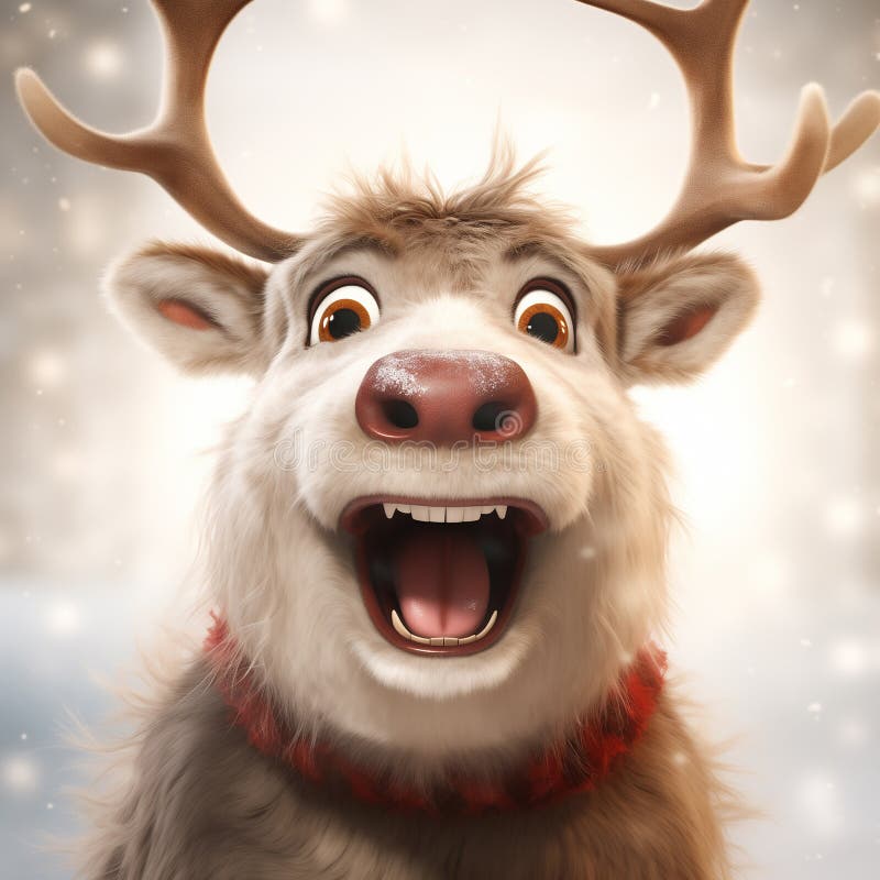 Deer Smiling Bright Snow Lights Background Stock Illustration ...