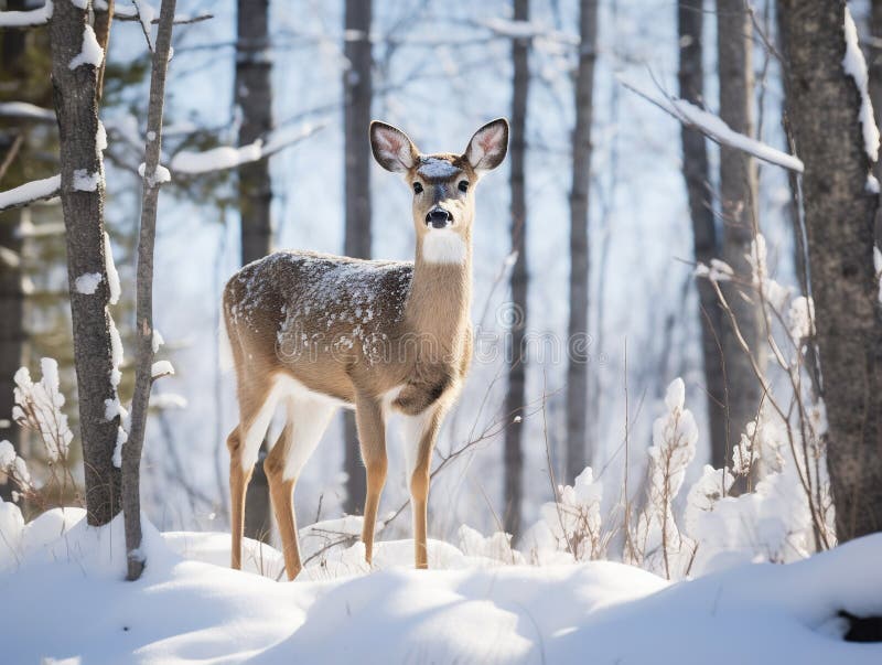 Deer in Snow stock illustration. Illustration of natural - 294991397