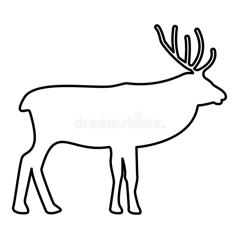 Deer Stag Contour Outline Line Icon Black Color Vector Illustration ...