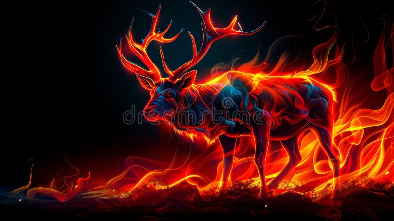 A Deer that is Standing in the Fire, a Magical Creature Made of Fire on ...