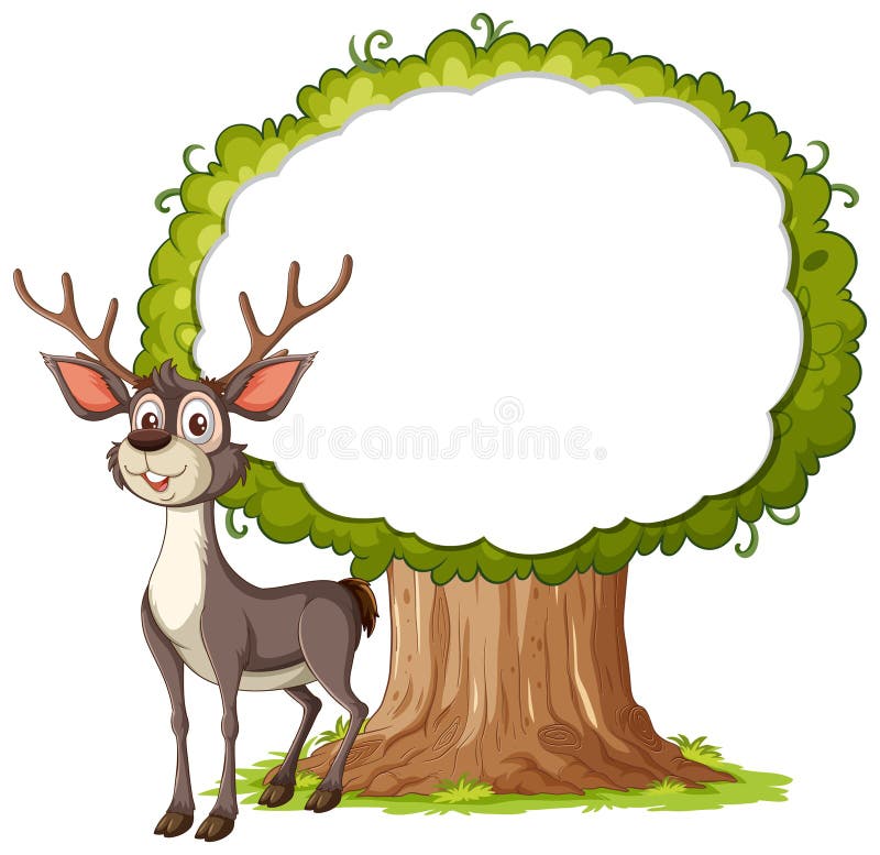 A Deer Standing Next To a Tree with Empty Space Stock Vector ...