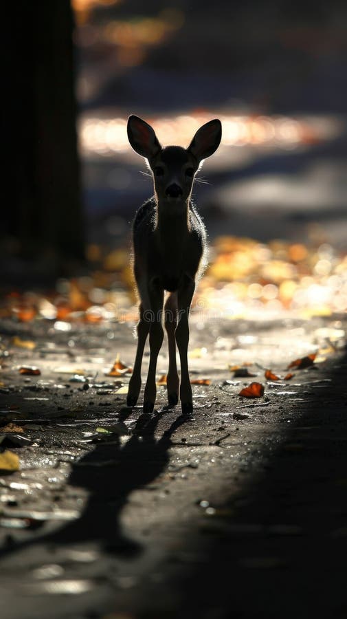 A Deer is Standing in the Shadows of a Tree Stock Illustration ...