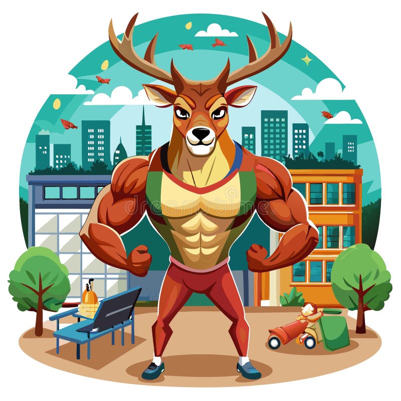 Deer Strong Looks School Vector Stock Vector - Illustration of cute ...