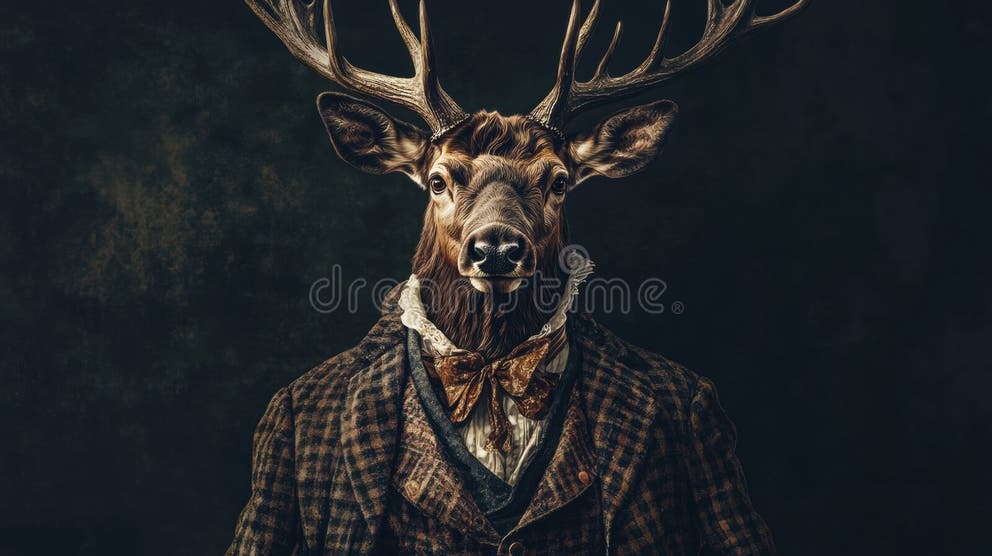 A Deer with a Suit and Bow Tie Stock Illustration - Illustration of ...