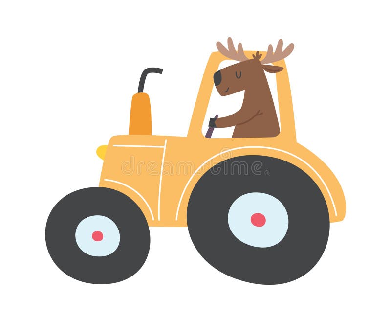 Deer in tractor stock vector. Illustration of wild, cabriolet - 272741066