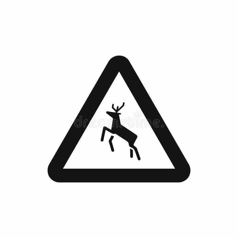 Deer Traffic Warning Sign Icon, Simple Style Stock Illustration ...