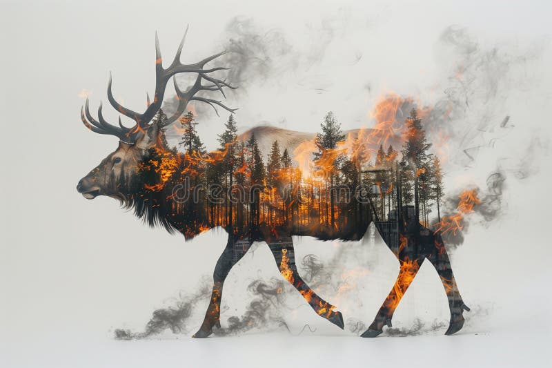 Deer with Trees on Its Back Stock Photo - Image of growth, wildlife ...