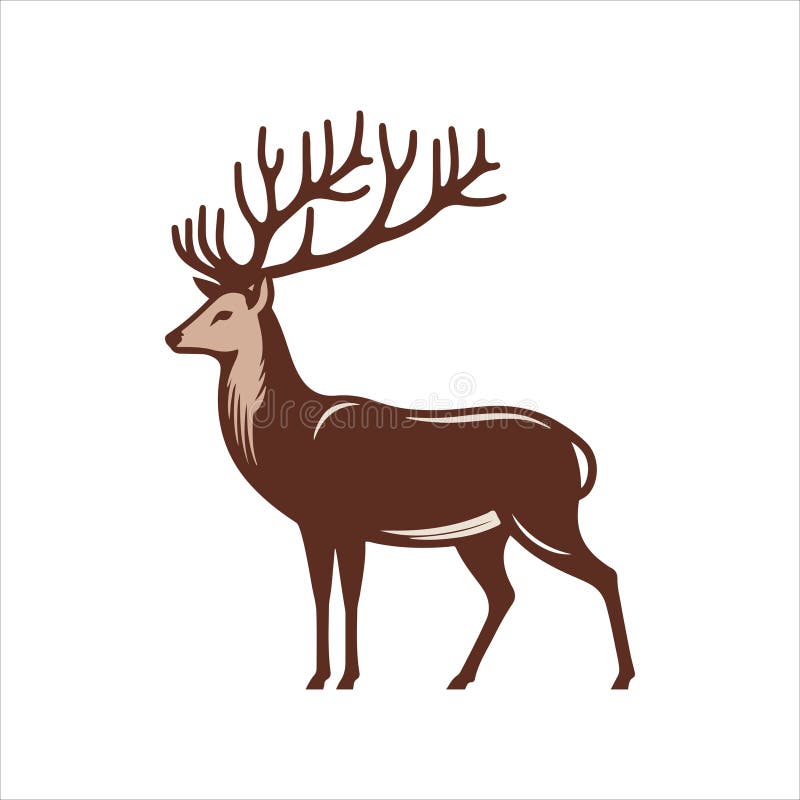 A Brown Deer Vector Illustration – Flat Design, High Contrast, Simple ...