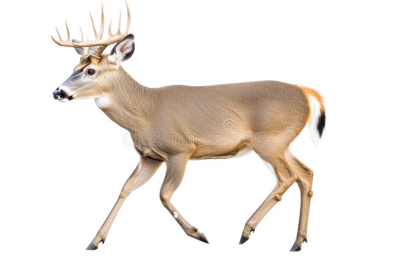 A Deer Walks Across a Plain White Background Stock Illustration ...