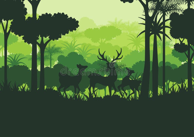 Green Silhouette Nature Landscape With Rural Scenery Abstract Ba Stock